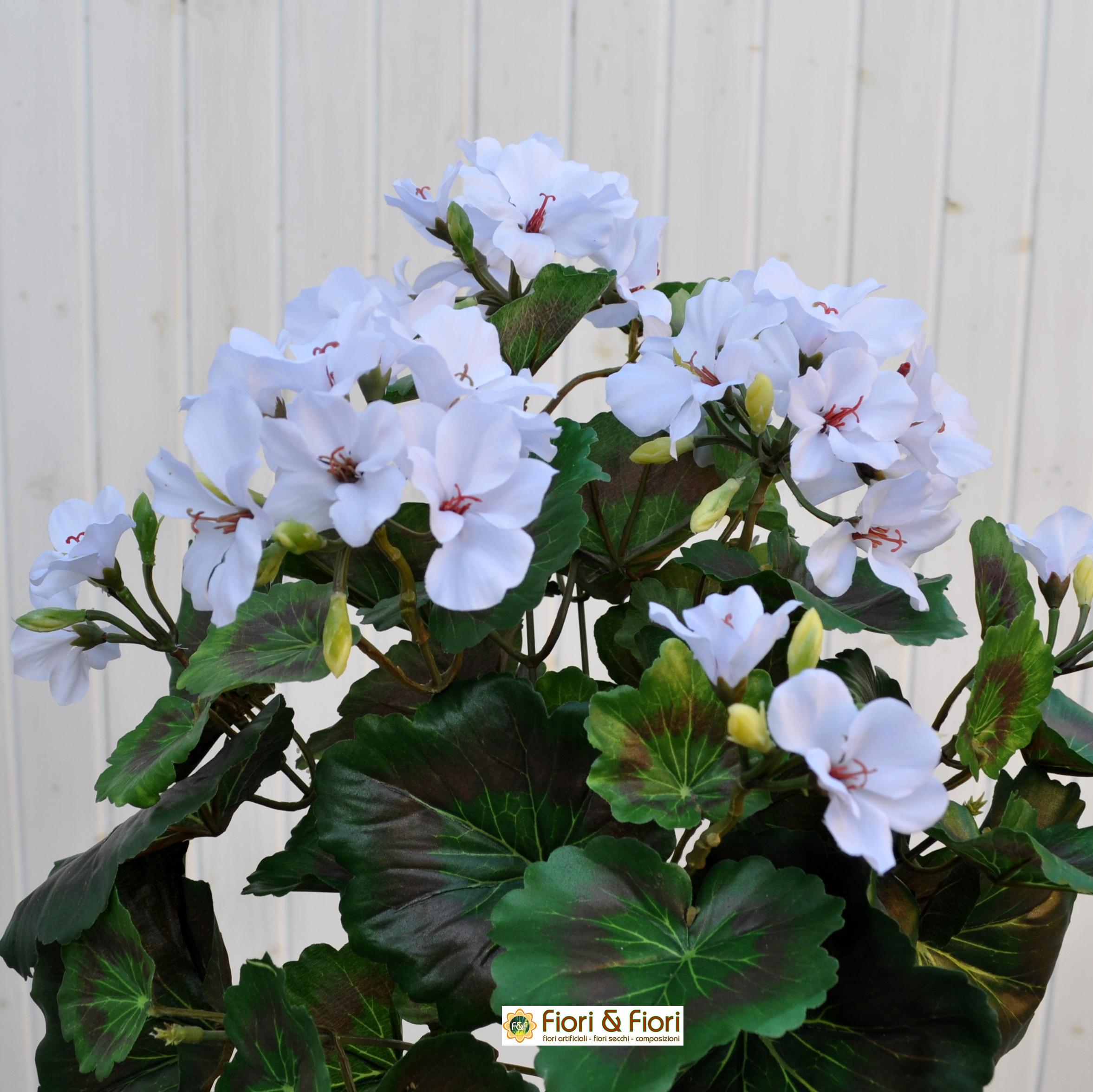 Geranio artificiale pelargonium bianco per decorazioni di balconi
