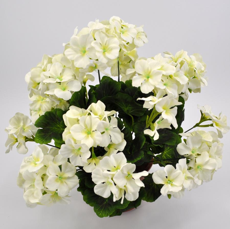 Geranio artificiale lux bianco in materiale di alta qualità per decorazioni